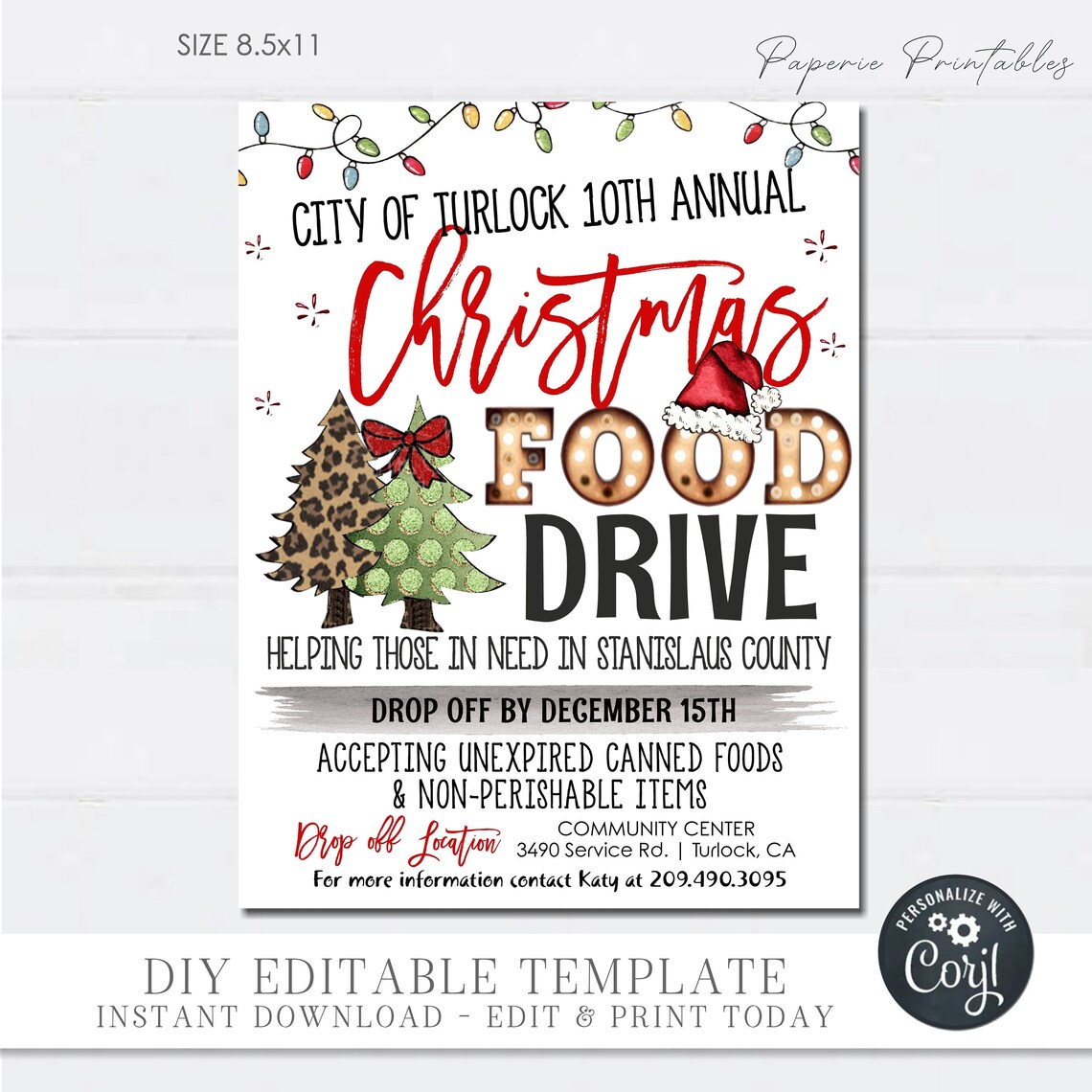 EDITABLE Christmas Food Drive Flyer Christmas Food Drive - Etsy