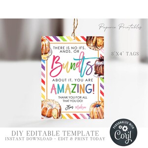 Editable Bundt Cake Appreciation Gift Tag (DIY Corjl Template) #TAW12 ...