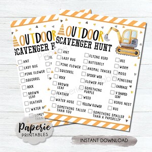 Construction Birthday Party Games - Construction Bingo - Scavenger Hunt ...