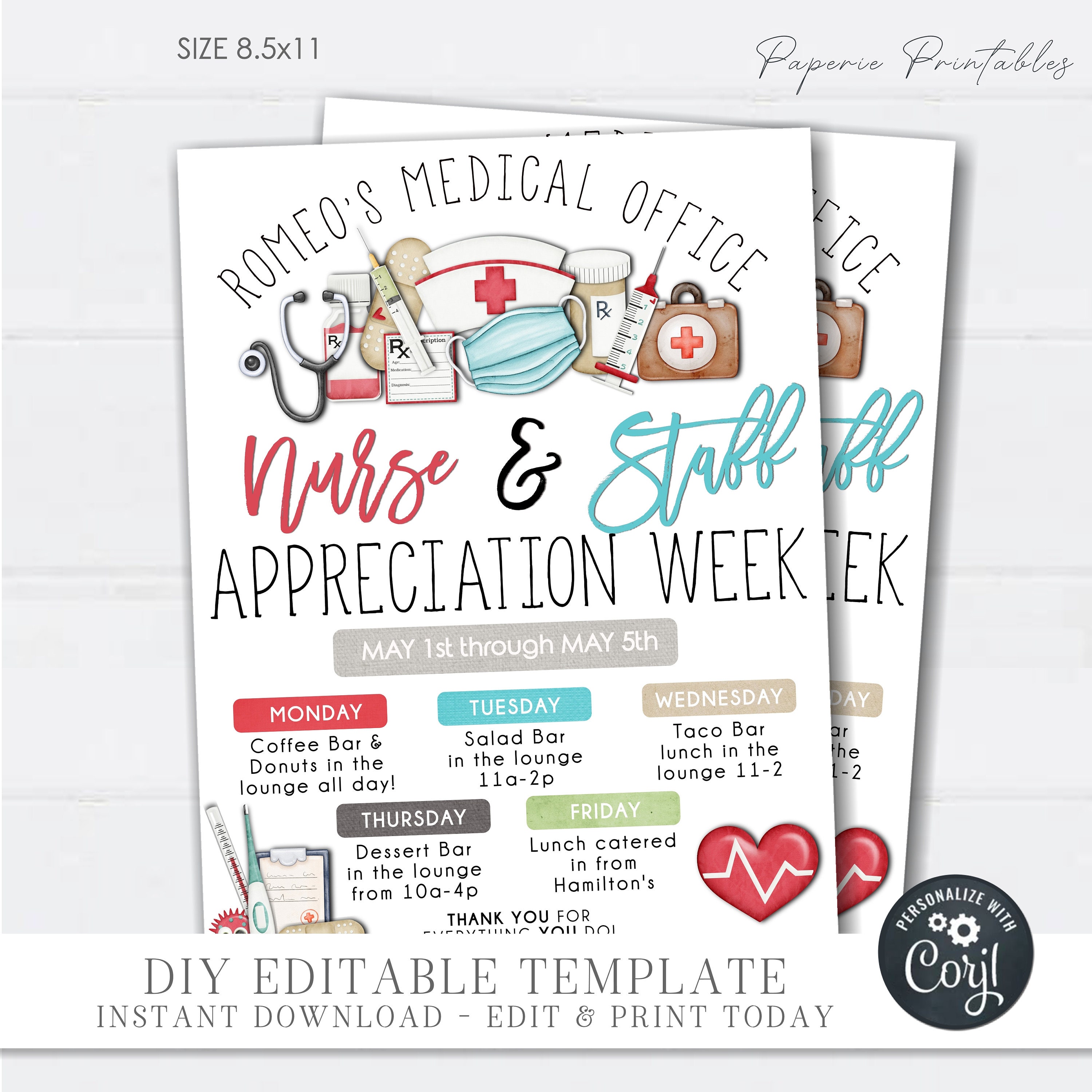 Editable Nurse Appreciation Week Flyer: Event Schedule (DIY Corjl) # ...