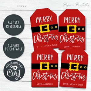 Editable Christmas Gift Tags, Elf Christmas Gift Tags, Santa Gift ...