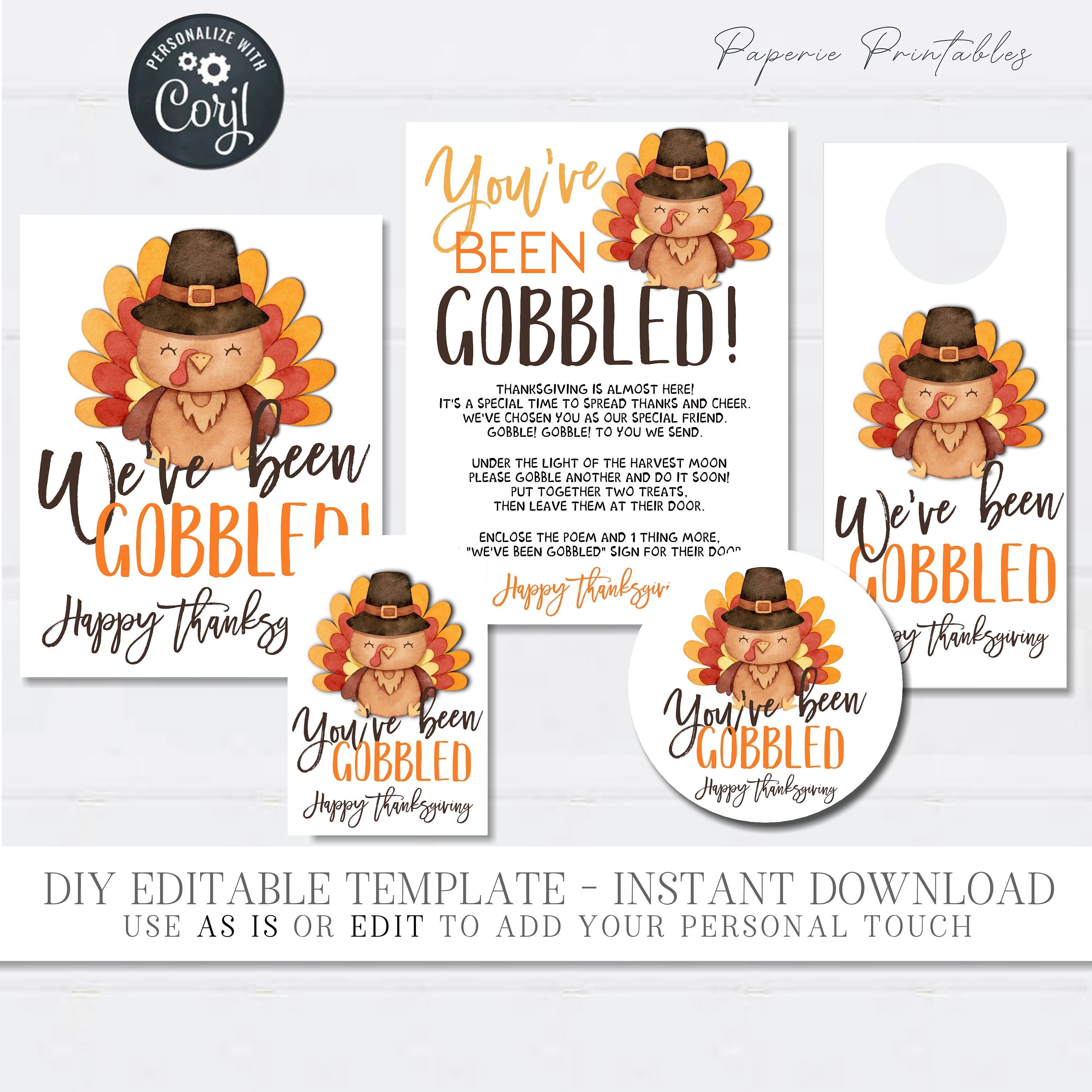 Editable You've Been Gobbled Thanksgiving Game (digital Download) - Etsy