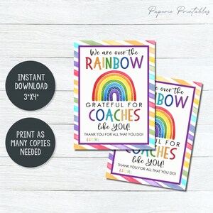 EDITABLE Rainbow Coach Appreciation Gift Tag, Thank You Coach ...
