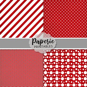 Red & White Pattern Digital Paper - 8.5"x11" Digital Scrapbooking Paper ...