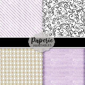 Light Purple, Gold Glitter & Black Pattern Digital Paper - 12x12 ...