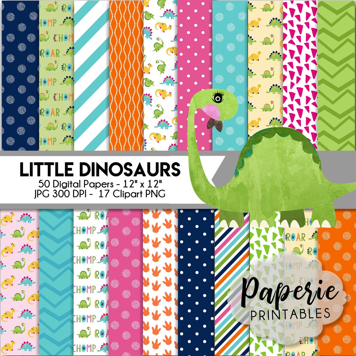 Little Dinosaurs Digital Paper 12x12 Digital Scrapbooking - Etsy