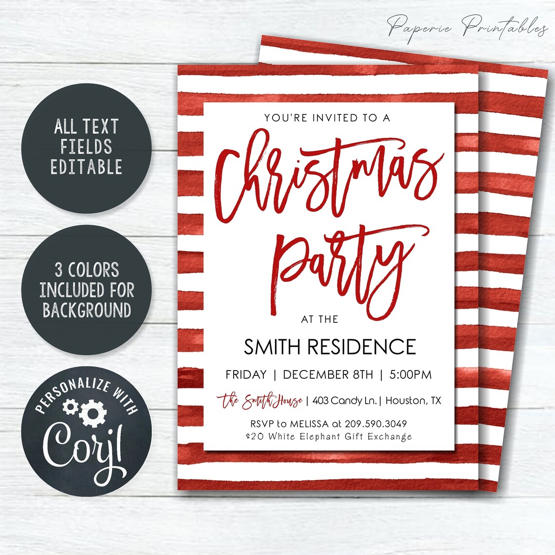 EDITABLE Christmas Party Invitation Template Holiday Party - Etsy