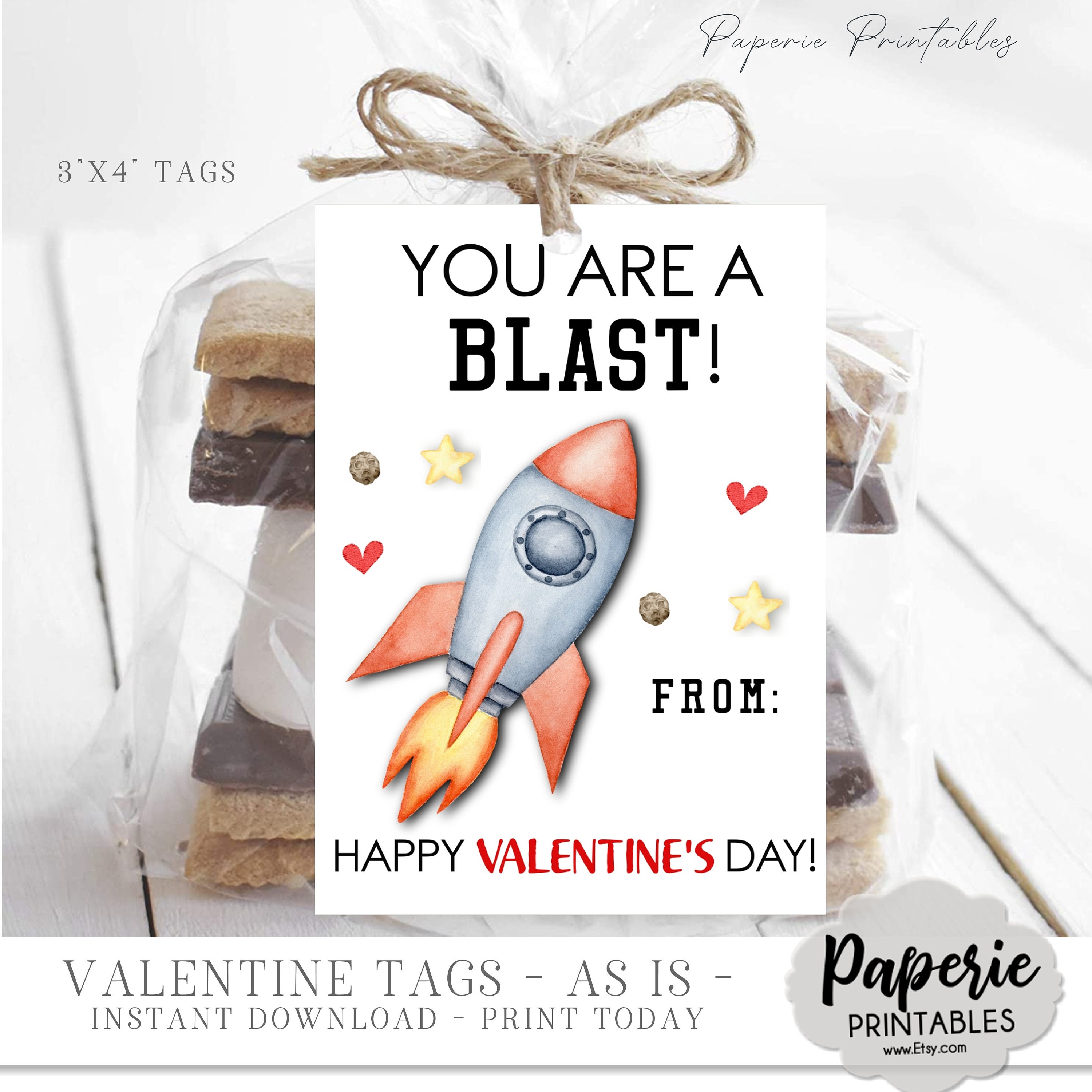 Space Valentine Tags Kids Valentine Cards Outer Space | Etsy