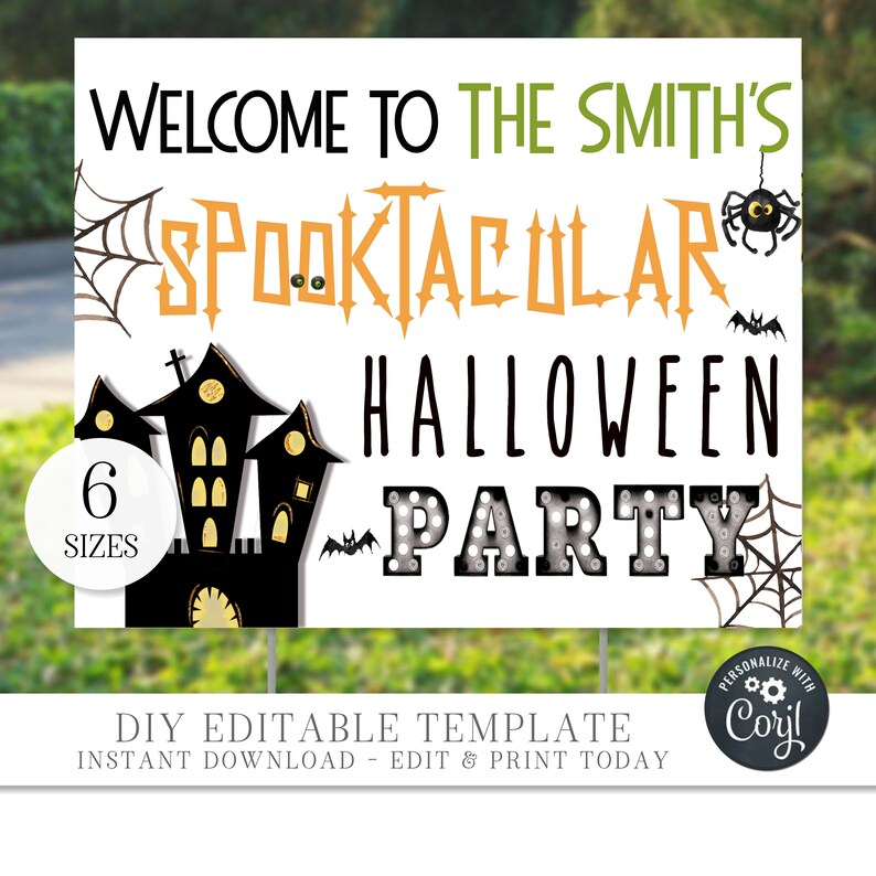 Editable Halloween Party Welcome Sign: Spooktacular Decor (DIY Digital ...