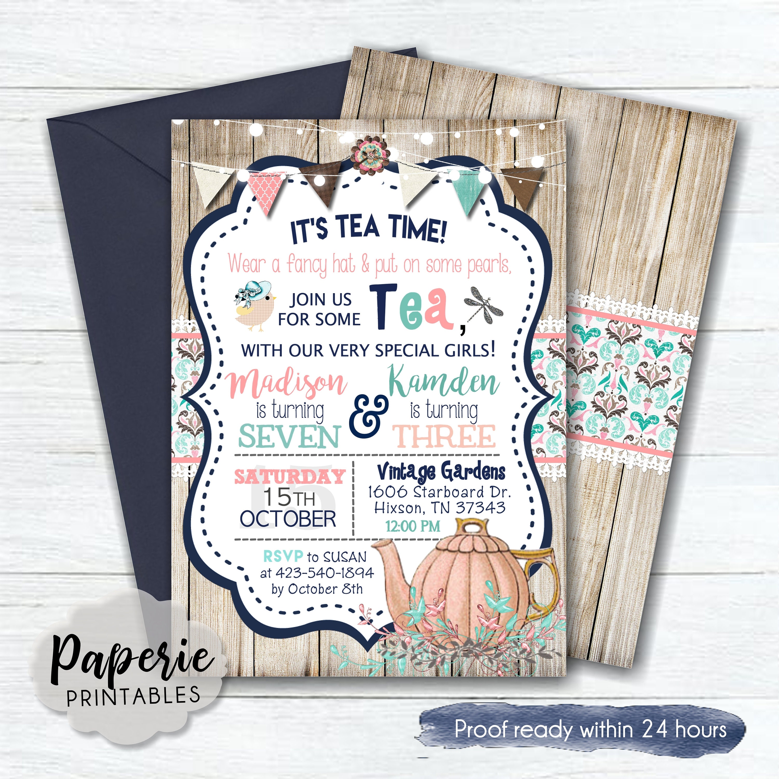 Tea Party Birthday Party Invitation Tea Party Invitation | Etsy