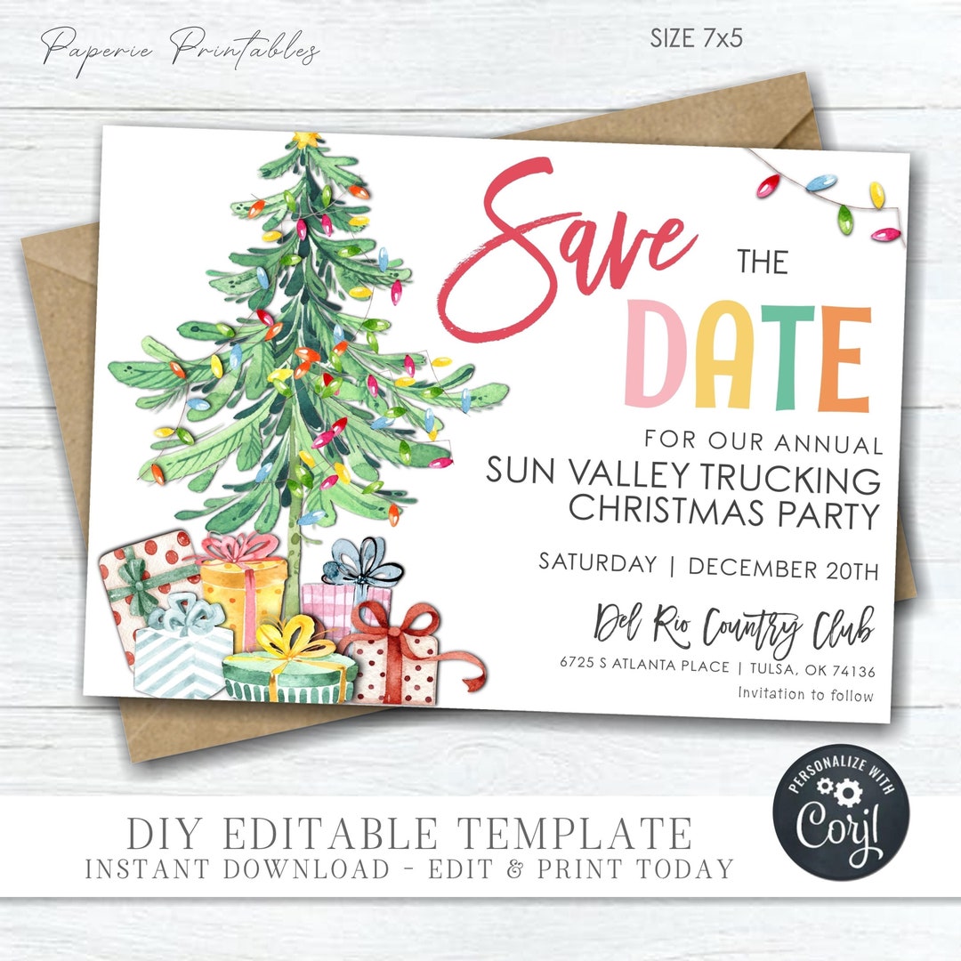 Editable Christmas Party Save the Date Invitation (digital Download) # ...