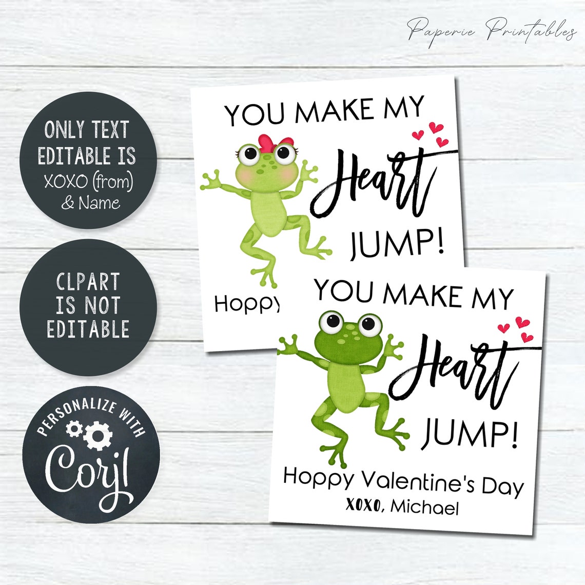 EDITABLE Frog Valentine's Day Cards Frog Valentine Cards | Etsy
