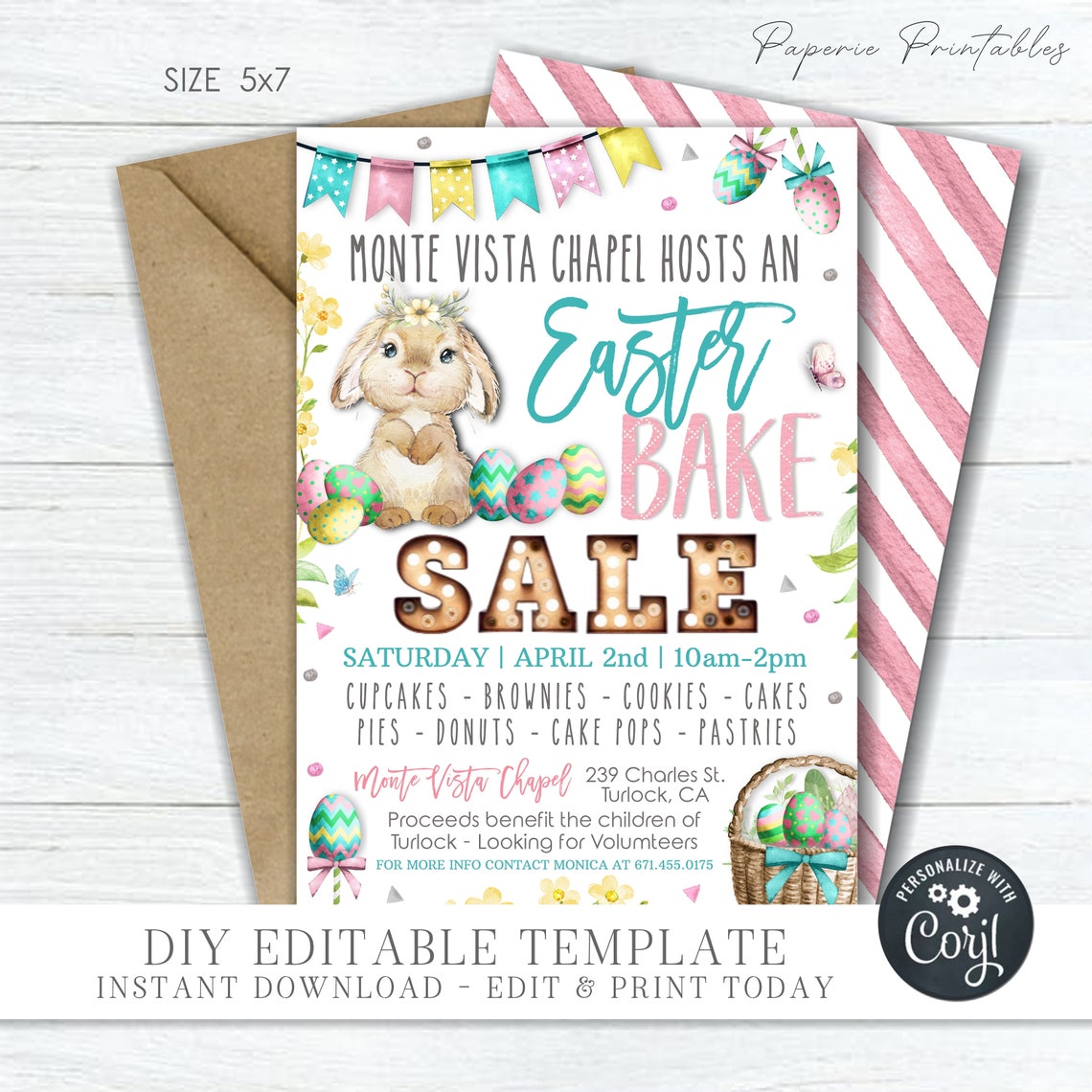 EDITABLE Easter Bake Sale Flyer Printable Easter Event Flyer | Etsy