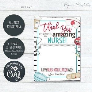 Nurse Appreciation Gift Card Holder: Editable Thank You (DIY W/corjl ...