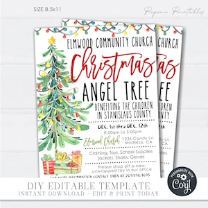 Editable Christmas Angel Tree Flyer: Church Fundraiser (DIY Corjl) # ...