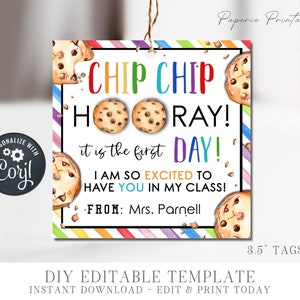 EDITABLE Cookie Teacher Gift Tag, Thank You First Day of School Tag ...