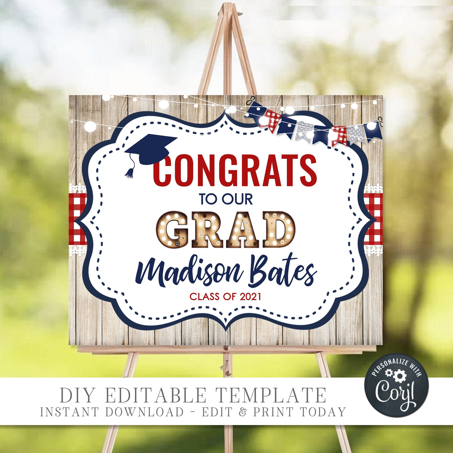 EDITABLE Graduation Yard Sign Class of 2021 Graduation Sign | Etsy