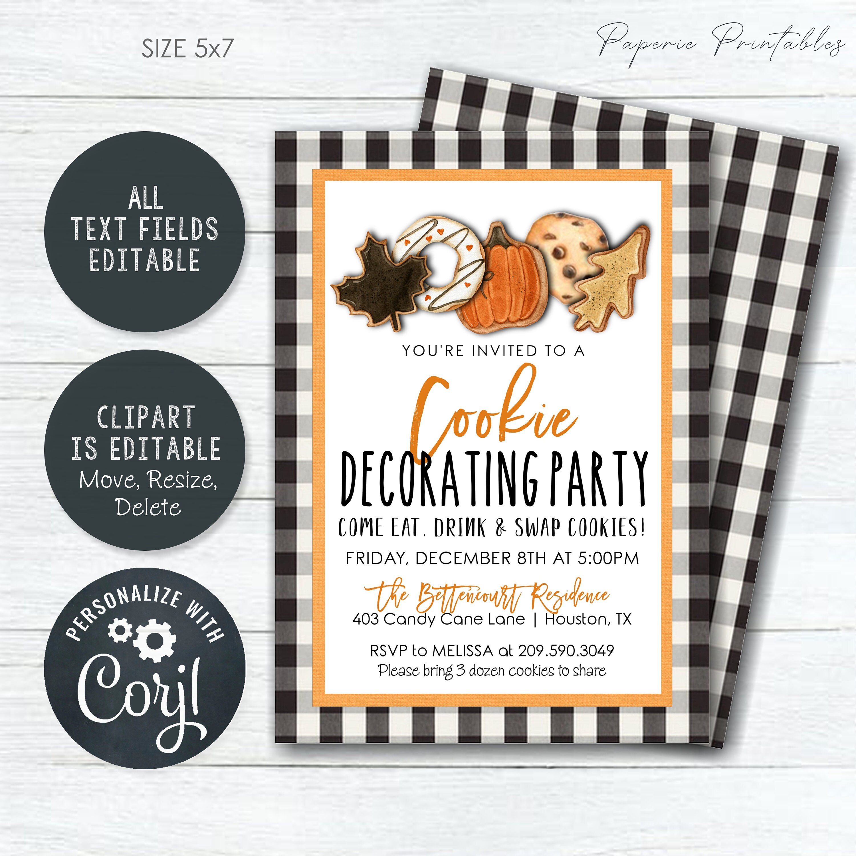 EDITABLE Fall Cookie Decorating Party Invitation Autumn - Etsy