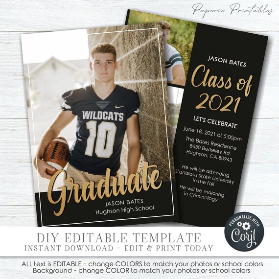 EDITABLE Graduation Party Invitation Class of 2022 Graduation - Etsy