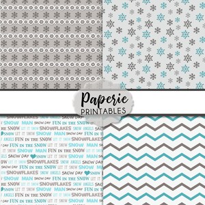 Snow Day Digital Paper - 12x12 Digital Scrapbooking Paper - 30 Papers ...