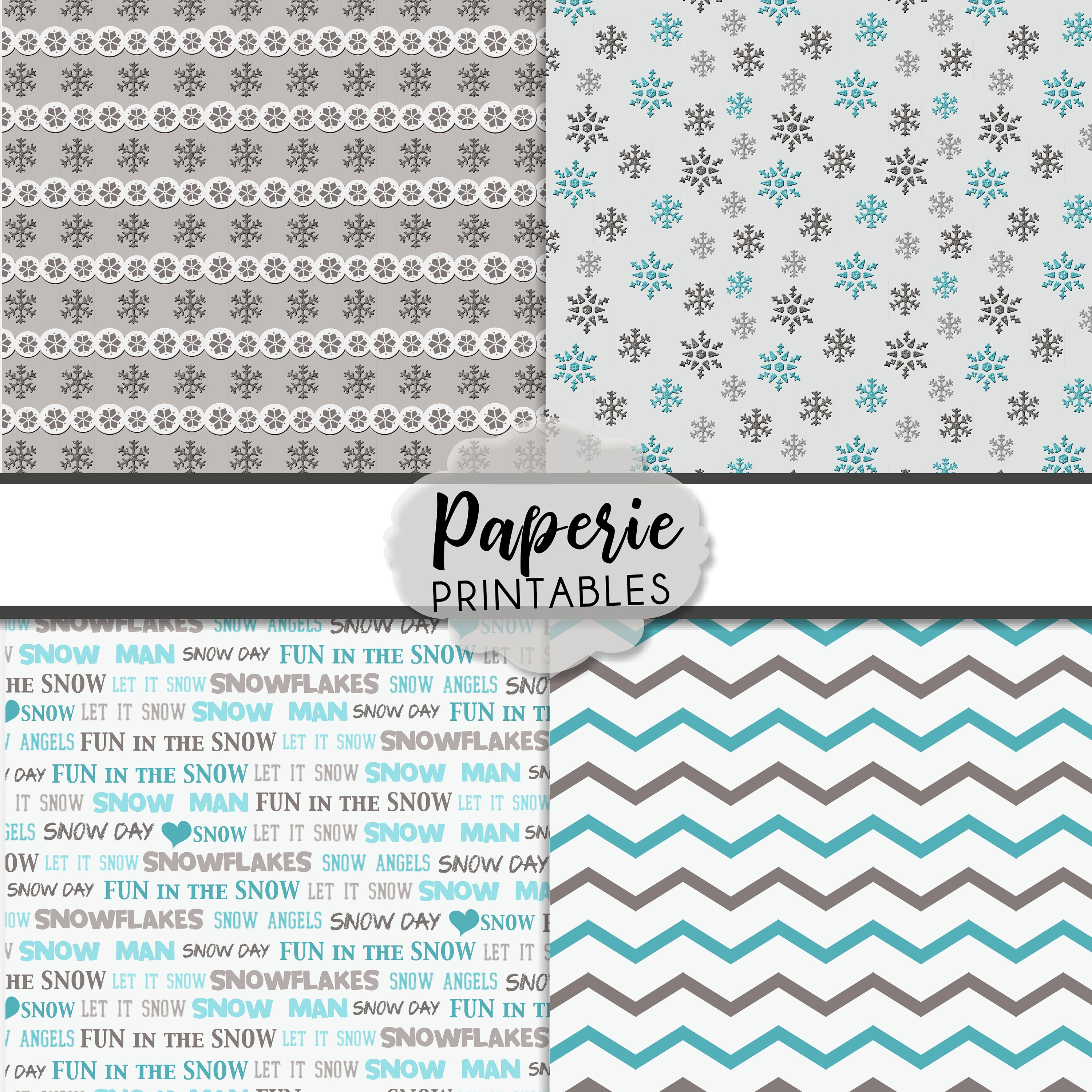 Snow Day Digital Paper 12x12 Digital Scrapbooking Paper 30 | Etsy