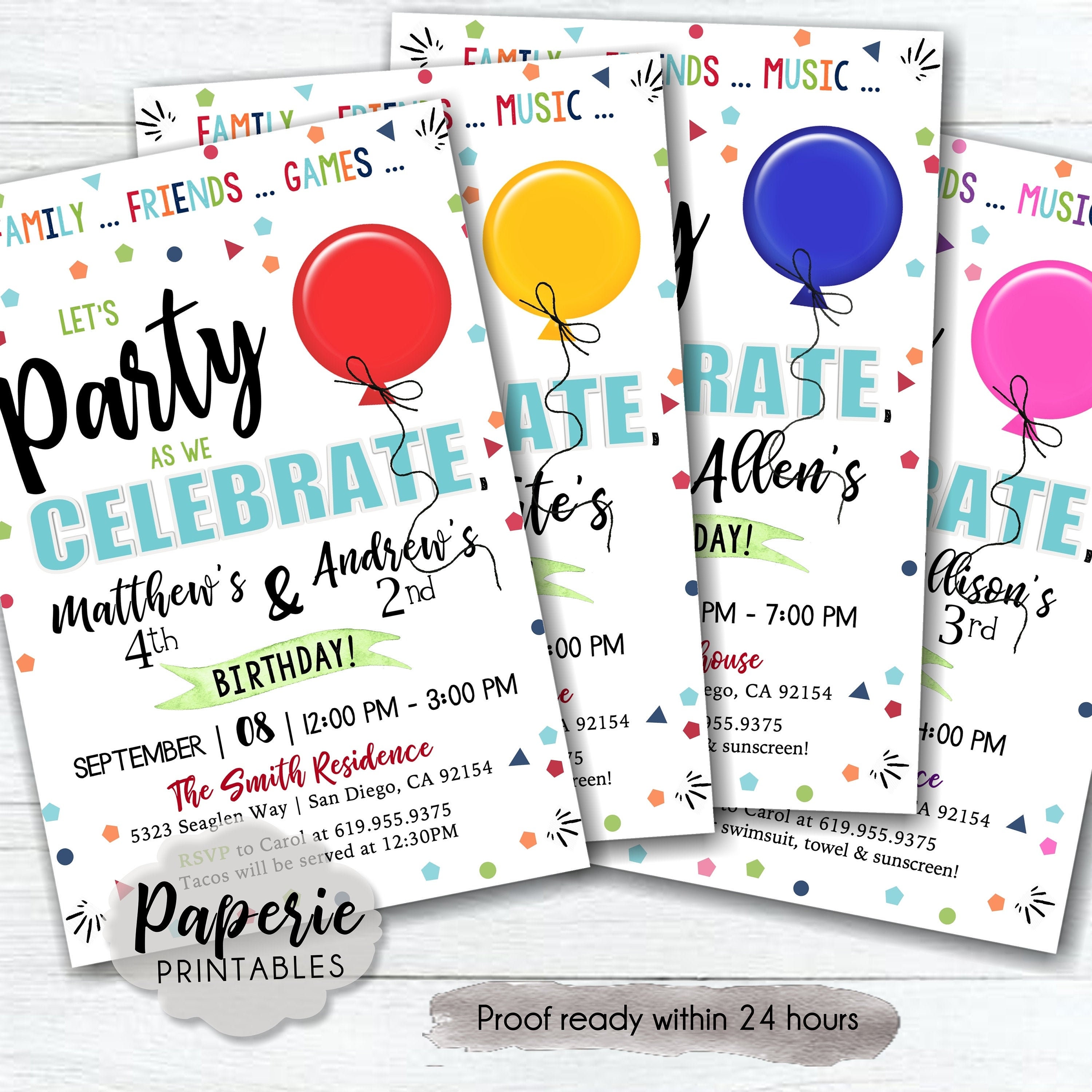 Colorful Birthday Party Invitation Birthday Party Invitation | Etsy