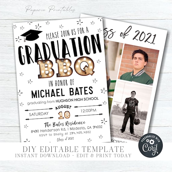 EDITABLE Graduation BBQ Invitation Graduation Party Template | Etsy Canada