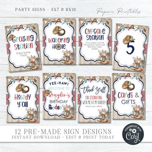 EDITABLE Cowboy Party Signs, Western Party Signs, Cowgirl Birthday ...