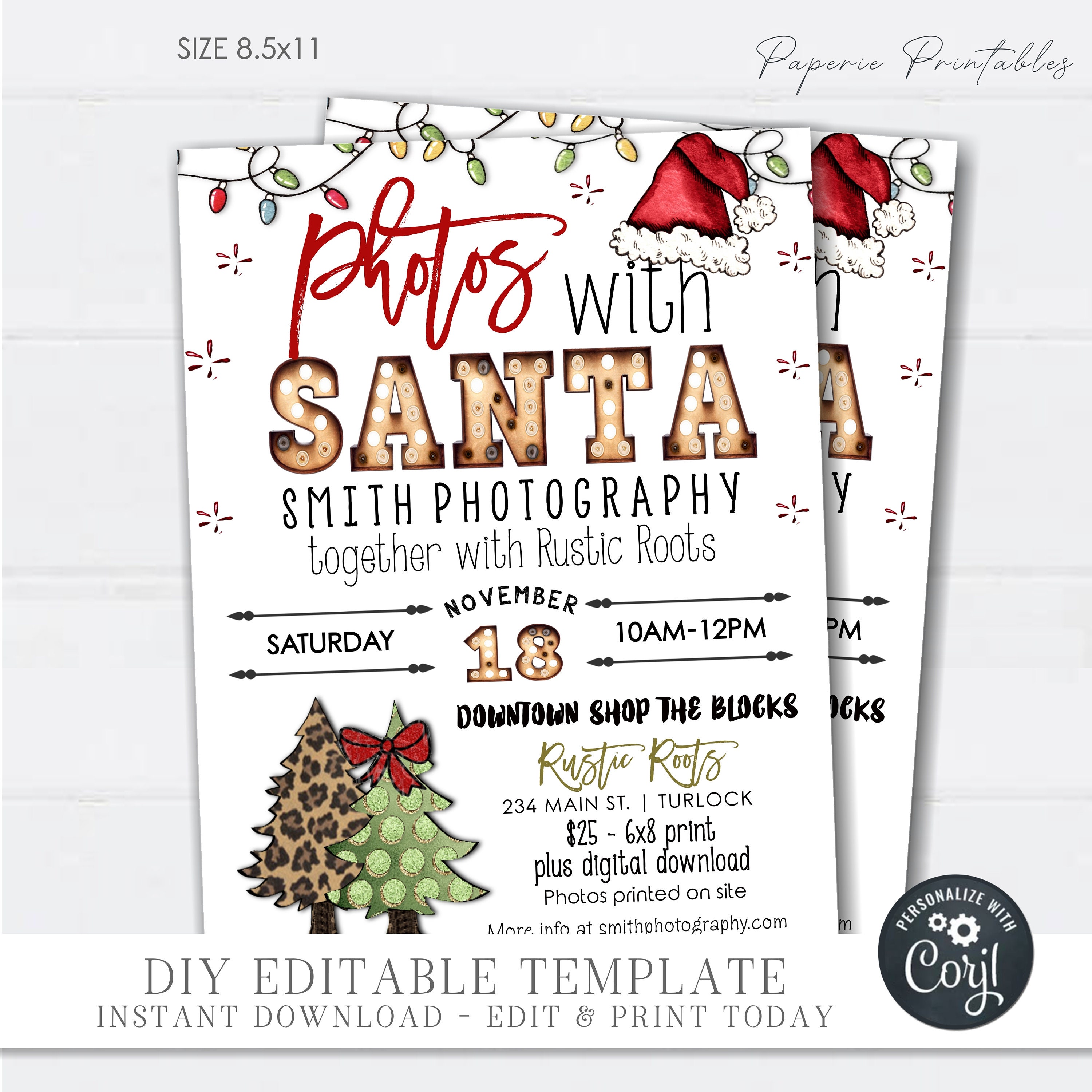 EDITABLE Photos With Santa Flyer Photos With Santa - Etsy