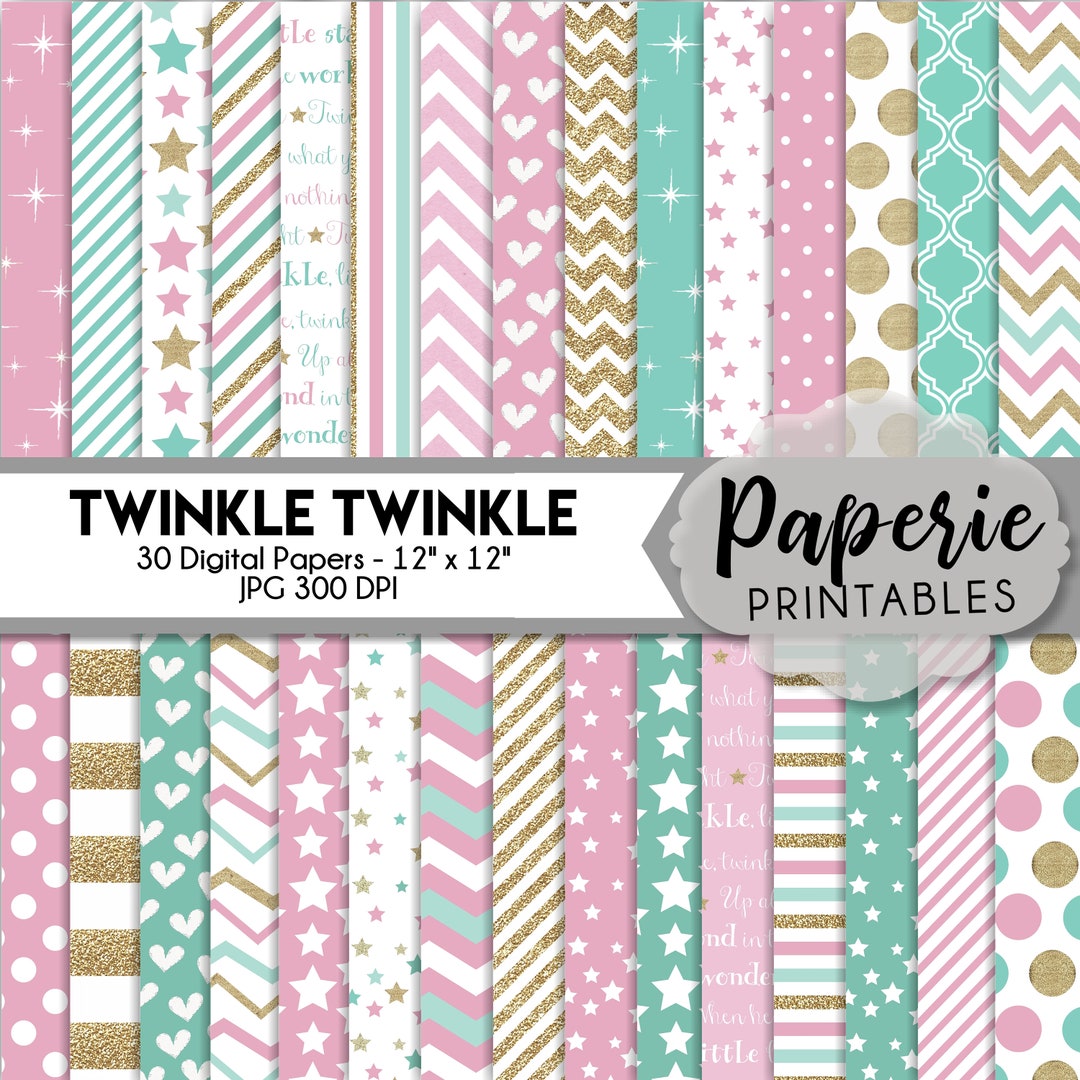 Twinkle Twinkle Little Star Pattern Digital Paper - 12x12 Digital ...