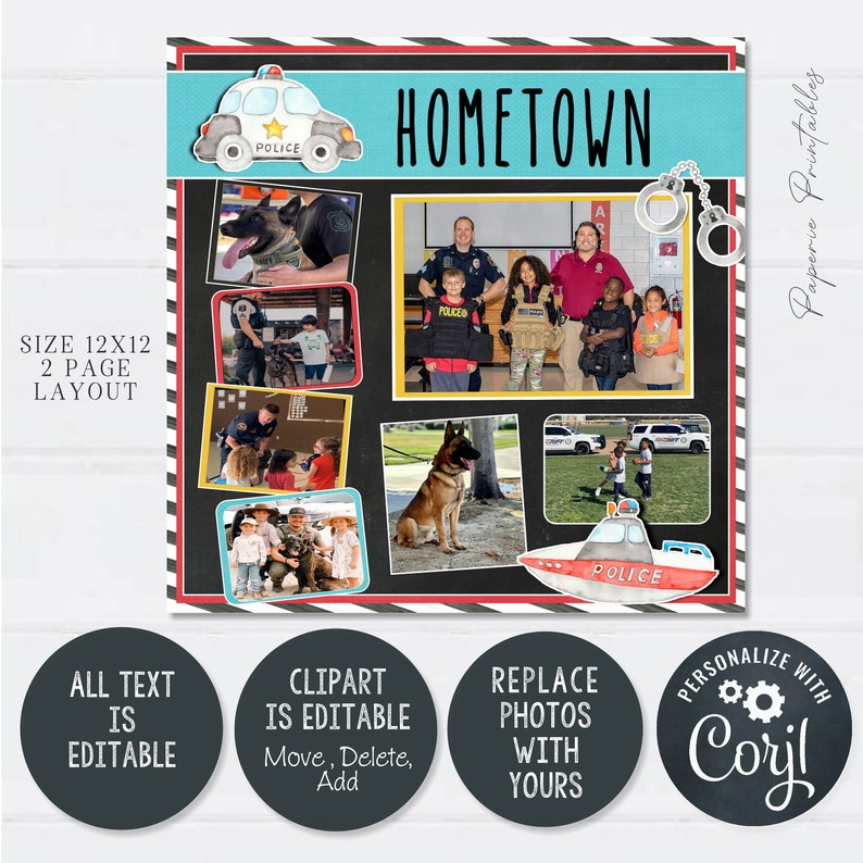 EDITABLE Police Scrapbooking Album Pages Scrapbooking Quick - Etsy