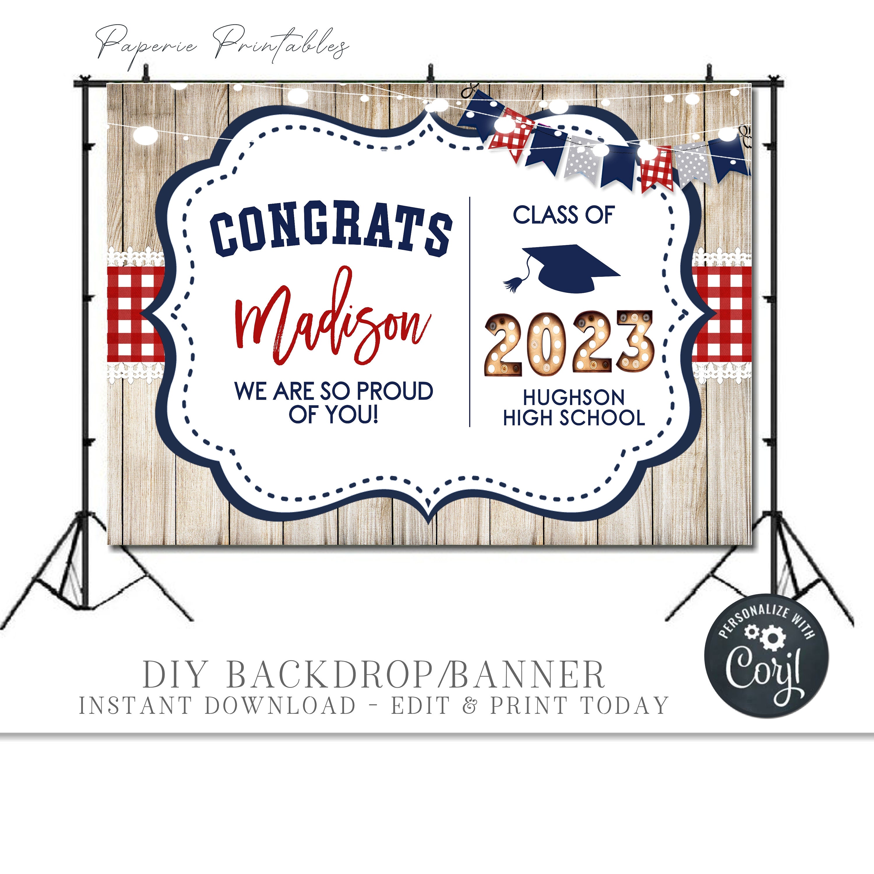 EDITABLE Graduation Backdrop Graduation Banner Class of 2023 - Etsy