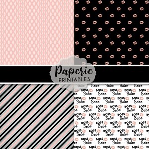 Boss Babe Pattern Digital Paper - 12x12 Digital Scrapbooking Paper - 30 ...