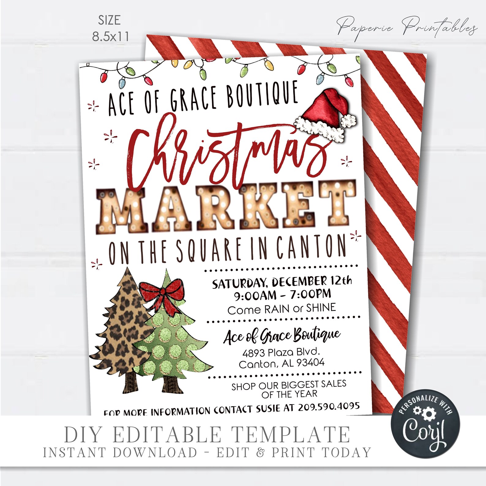 EDITABLE Christmas Market Flyer, Christmas Market Shopping Flyer ...
