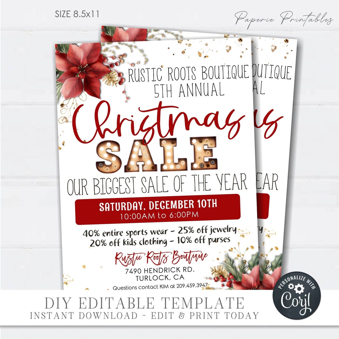 EDITABLE Christmas Sale Flyer, Holiday Sale Flyer, Christmas Printable ...
