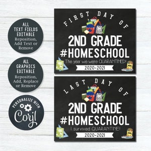 EDITABLE First Day of School Sign, First Day of Homeschool First and ...