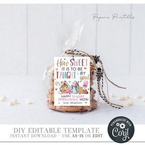 Editable Teacher Appreciation Gift Tag: Sweets Theme (digital Download ...