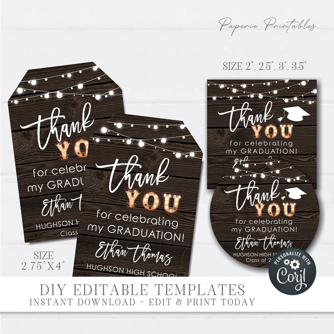 EDITABLE Graduation Gift Tags, Country Graduation Tags, Graduation ...