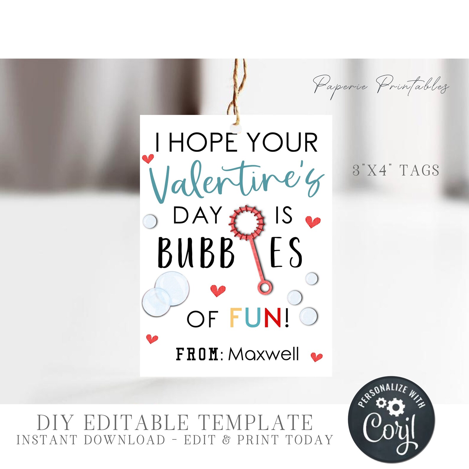 EDITABLE Bubbles Valentine Cards Kid Valentine Cards School - Etsy