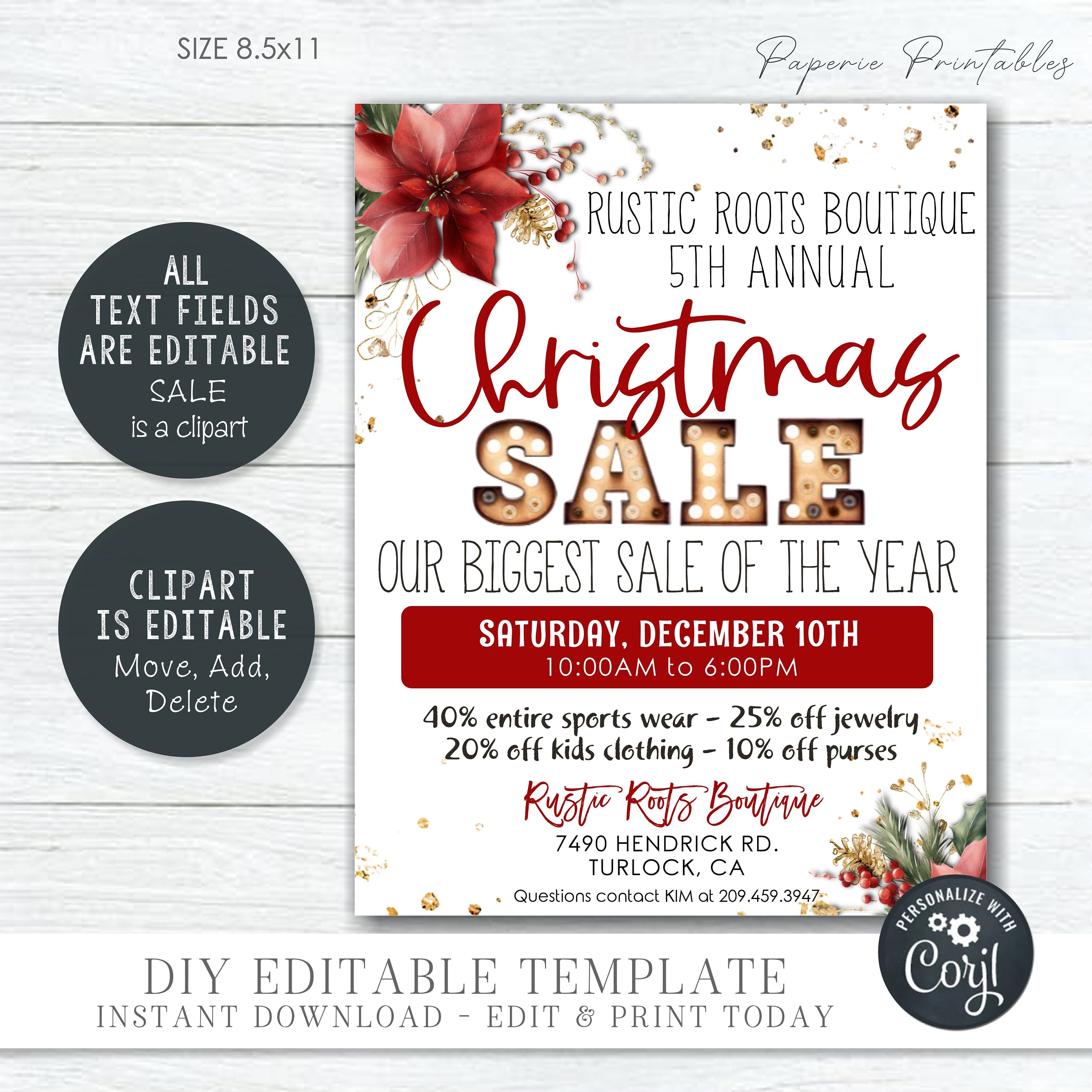EDITABLE Christmas Sale Flyer Holiday Sale Flyer Christmas - Etsy