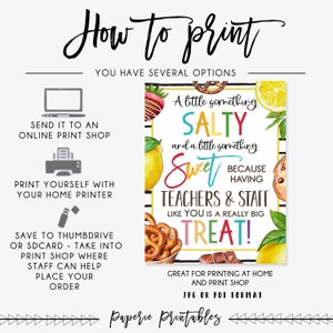 Salty & Sweet Teacher Appreciation Sign: Editable DIY (digital Download ...