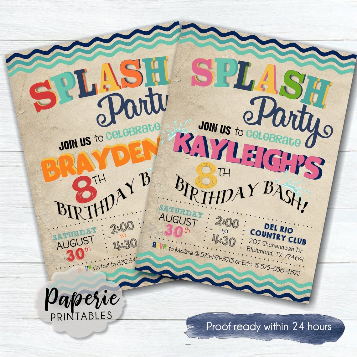 SPLASH Party Birthday Invitation Siblings Splash Party - Etsy