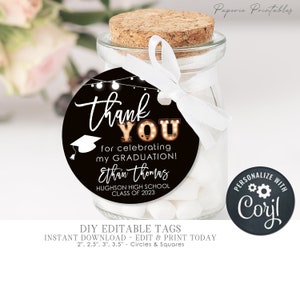 EDITABLE Graduation Gift Tags, Masculine Graduation Tags, Graduation ...