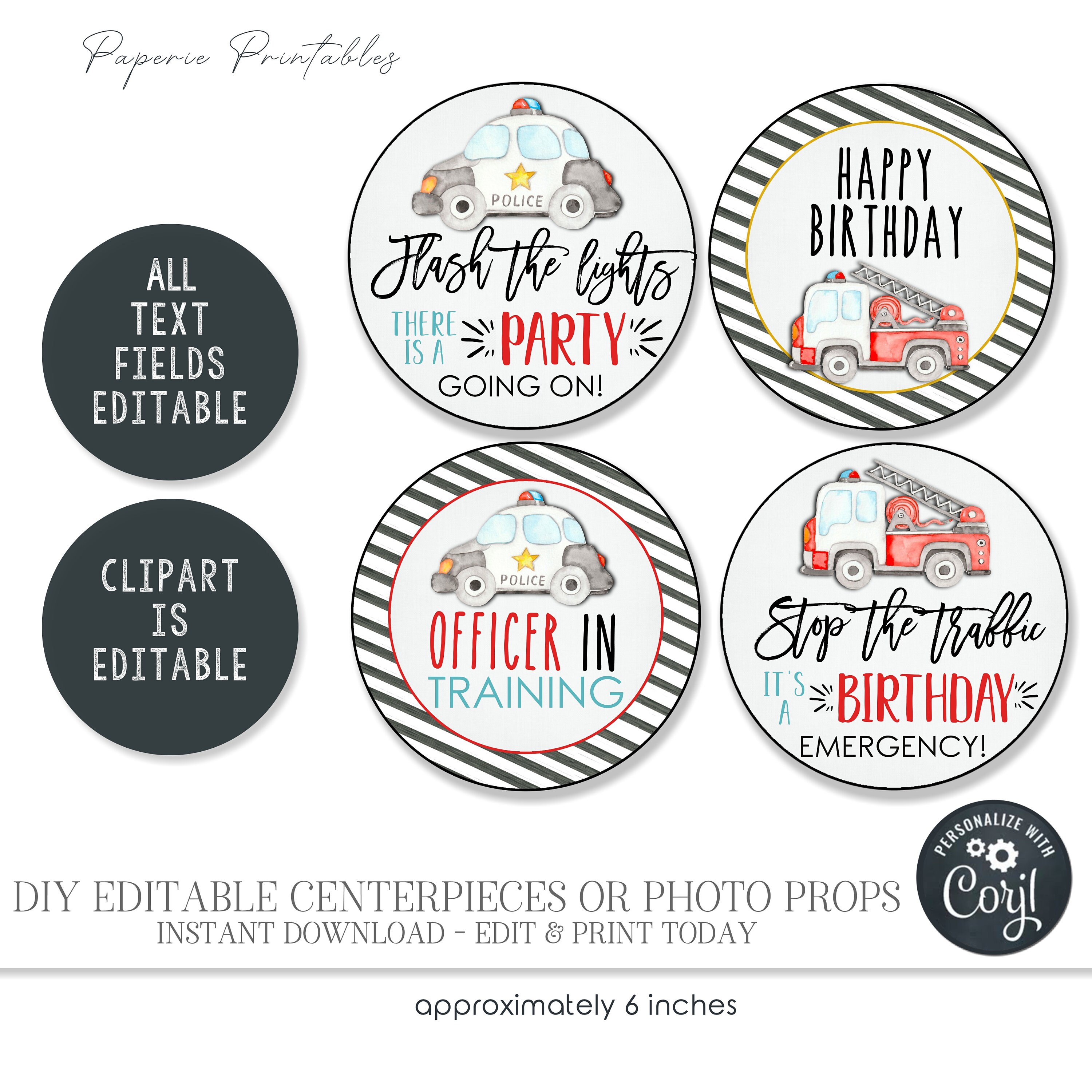 EDITABLE First Responders Party Decorations First Responders - Etsy