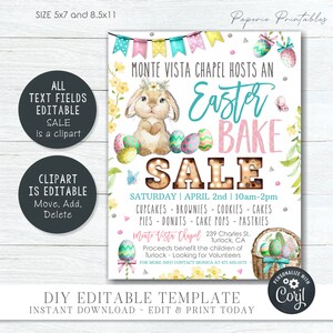 EDITABLE Easter Bake Sale Flyer, Printable Easter Event Flyer, Easter ...