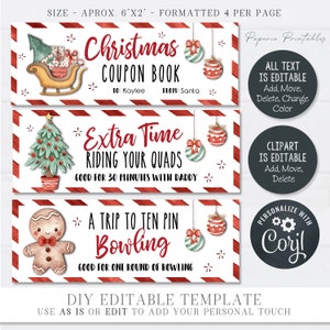 Editable Kids Christmas Coupon Book: Stocking Stuffer (printable) - Etsy
