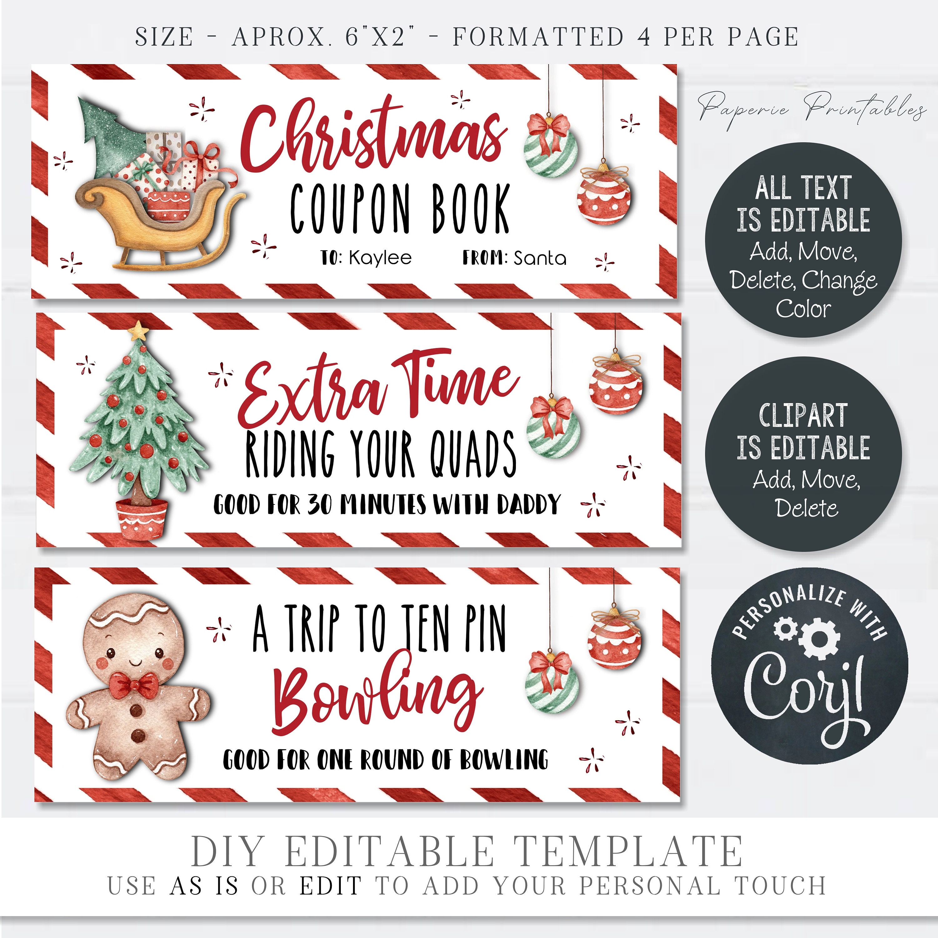EDITABLE Kids Christmas Coupon Book Christmas Coupons for - Etsy