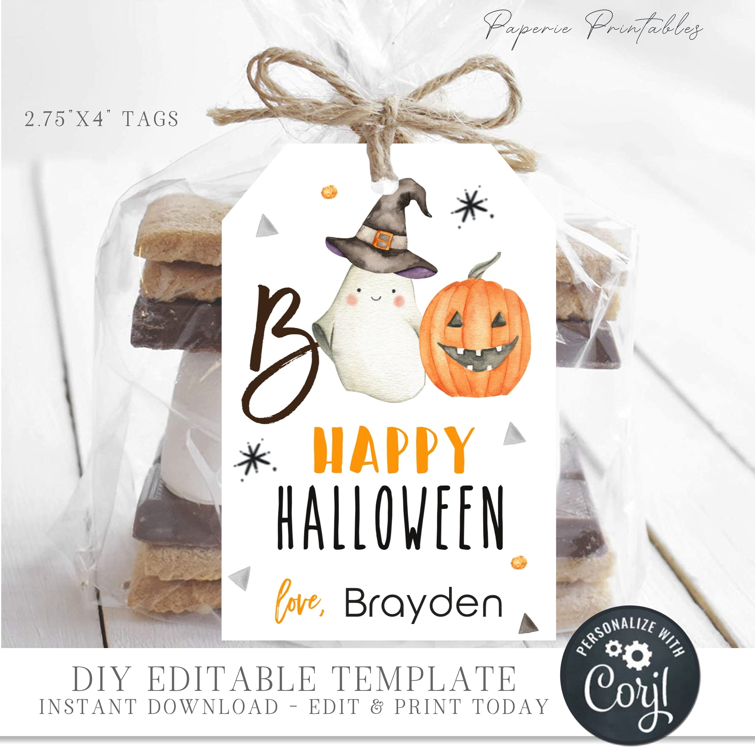 Editable Halloween Favor Tags: Ghost & Pumpkin Design (digital Download ...
