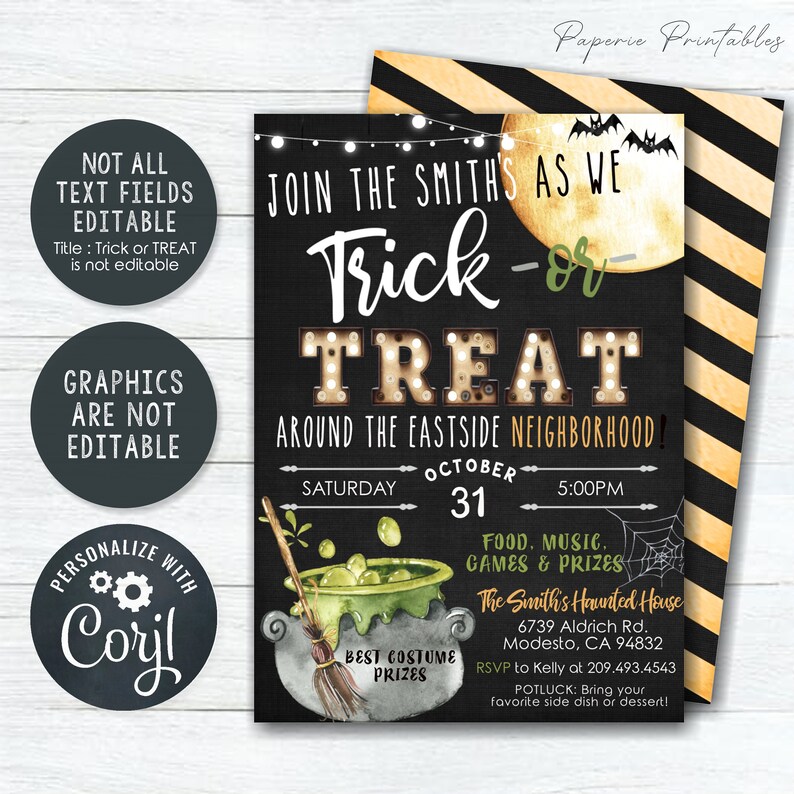 EDITABLE Trick or Treat Template Halloween Trick or Treat | Etsy