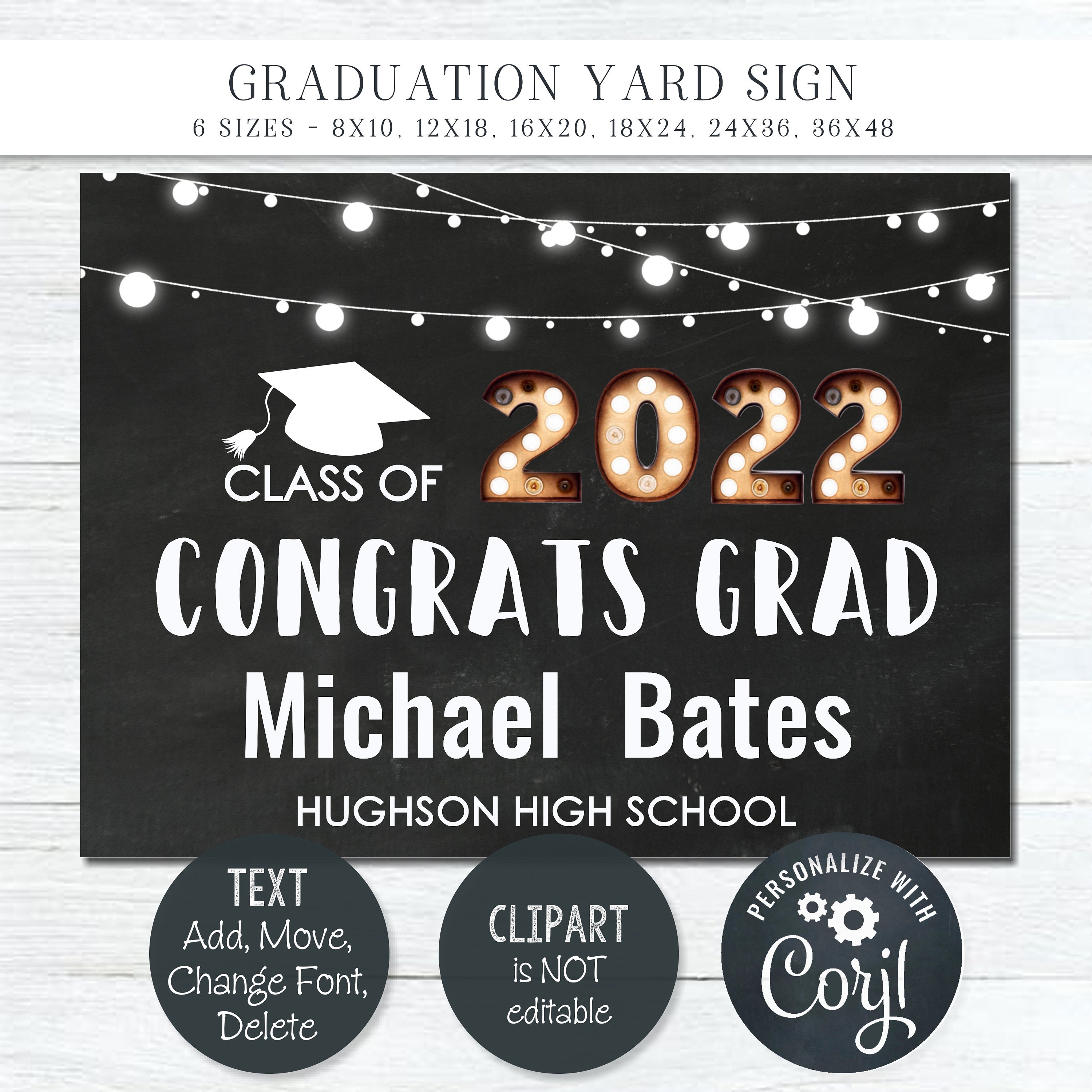 EDITABLE Graduation Yard Sign Class of 2022 Graduation Sign | Etsy